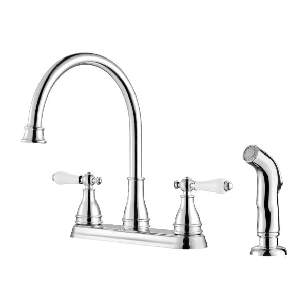 ・KITCHEN SINK FAUCET WITH SIDE SPRAYER - Double handle; includes coordinating, decorative side sprayer; faucet mounted o...