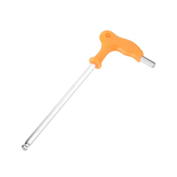 Utoolmartの8mm T型ハンドルボールポイント六角レンチ、クロムメッキ仕上げ。45番炭素鋼製で強度と耐食性を確保。ボールポイント先端により約25度の斜め差しが可能で、狭い場所の作業に適します。通常ヘックス側との両端仕様で汎用性があります。