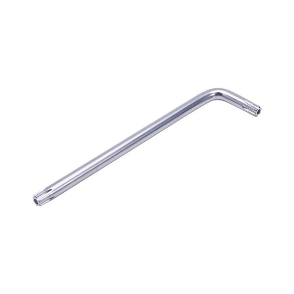 Utoolmartのトルクスレンチ（T50）ロングアーム L型、ニッケルメッキ仕上げ。いたずら防止（タンパープルーフ）トルクスネジに対応したドリル穴付き先端。全長152mm。マット仕上げで耐食性を確保し、面取り加工でネジ頭への差し込みがスム...