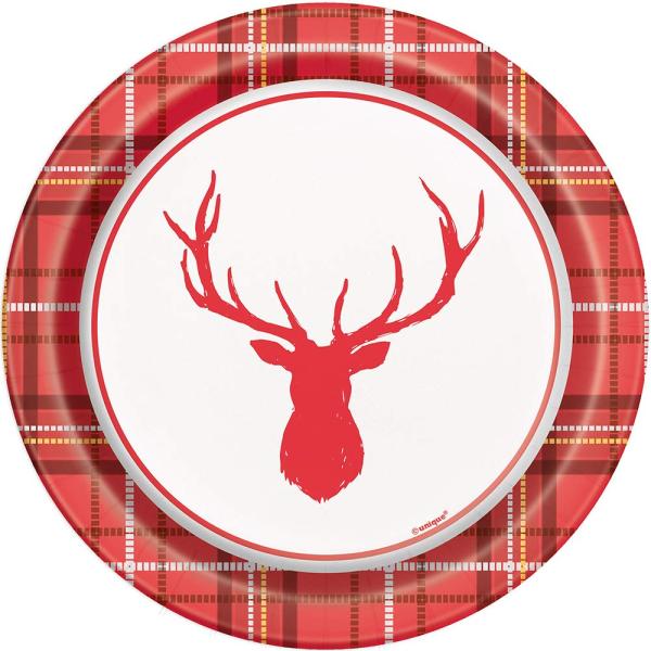 ・VIBRANT PLAID DESIGN: Our plaid deer Christmas round dessert plates feature a bold red color with eye-catching, multico...