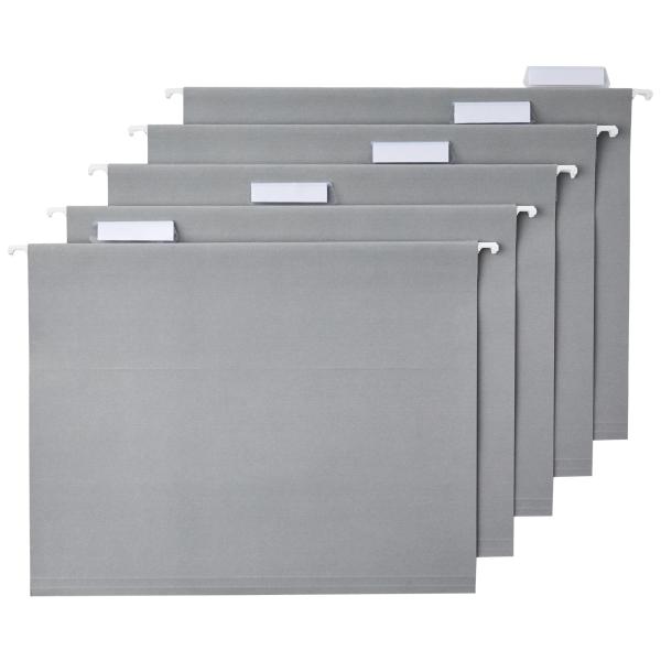 ・Hanging file folder (25-pack) in Gray holds 8.5 x 11-inch letter-size documents and folders・Adjustable 1/5-cut clear pl...