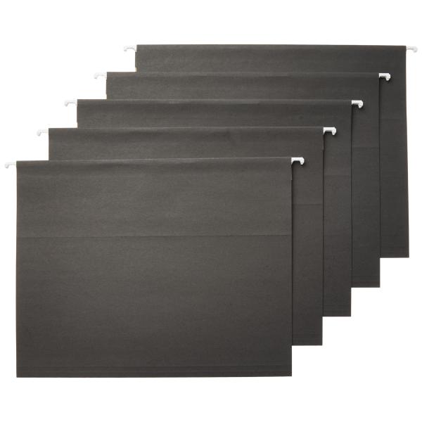 ・Hanging file folder (25-pack) in Black holds 8.5 x 11-inch letter-size documents and folders・Adjustable 1/5-cut clear p...