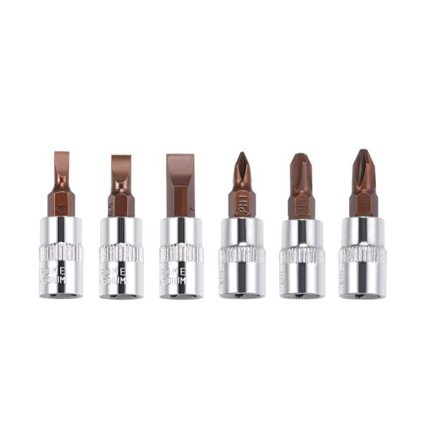 ・【Size】 1/4'' drive socket, PH1 PH2 PH3 FD4 FD5.5 FD7 bit sockets, 1.5" (38mm) total length.・【Durable】Quenched and heat ...