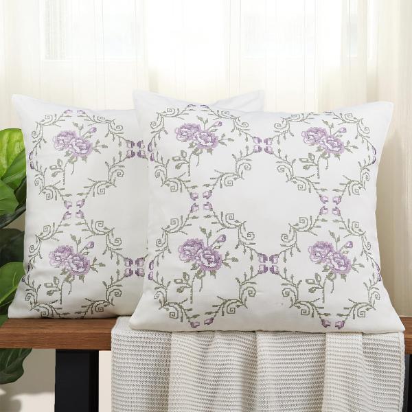・Classic Embroidery! Embroidery Canvas Pillow Shells are an easy and inexpensive way to upgrade your room's decor. Solid...