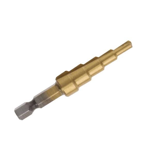 ・対応サイズ：4mm・6mm・8mm・10mm・12mmの5段階。1本で複数径の穴あけができ、ビット交換の手間を大幅に削減。・素材：高速度鋼（HSS）＋チタンコーティング。金属・アルミ・銅・プラスチック・木材に対応。・六角シャンク採用でチャ...