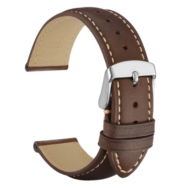 ・Watch Strap Material: Made of genuine leather with clean edge stitching and come with polished stainless steel silver b...