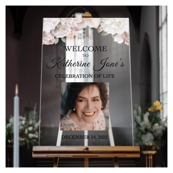 ・FLORAL FUNERAL MEMORIAL SIGN: Celebrate the life of your loved one with our beautiful floral funeral welcome sign. Thes...