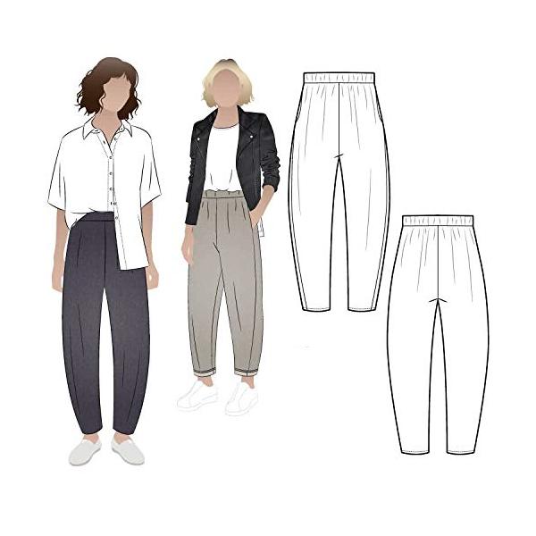 ・This Style Arc women's pant sewing pattern is a balloon shaped pant with an elastic waistband and in seam pockets.・Size...