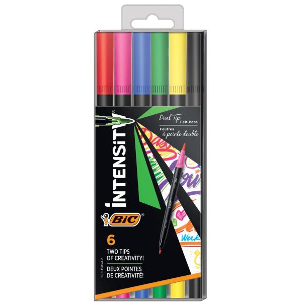 ・BIC Intensity 2イン1 デュアルチップ細字ペン6本パック。アソートカラー。・BIC Intensityデュアルチップマーカーは、細いペン先マーカーと柔軟なブラシチップを備えた2イン1ペンで、卓越した汎用性を提供します。・丈夫...