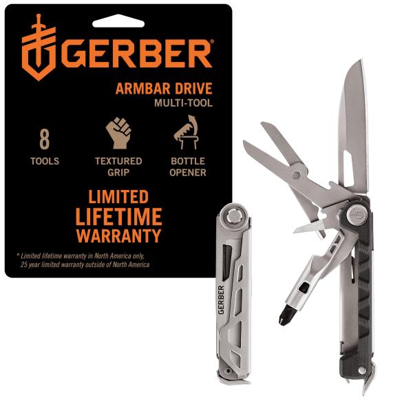 ・8-IN-1 MULTITOOL: Features a 2.5" plain edge pocket knife blade with frame lock, hammer, scissors, awl, 2-sided 1/4" bi...