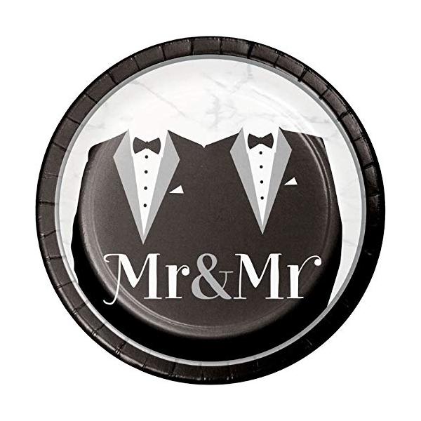 ・8 Mr. and Mr. Wedding Dessert Plates・Dessert plates measure 7"・Sturdy style paper plates for serving appetizers and des...