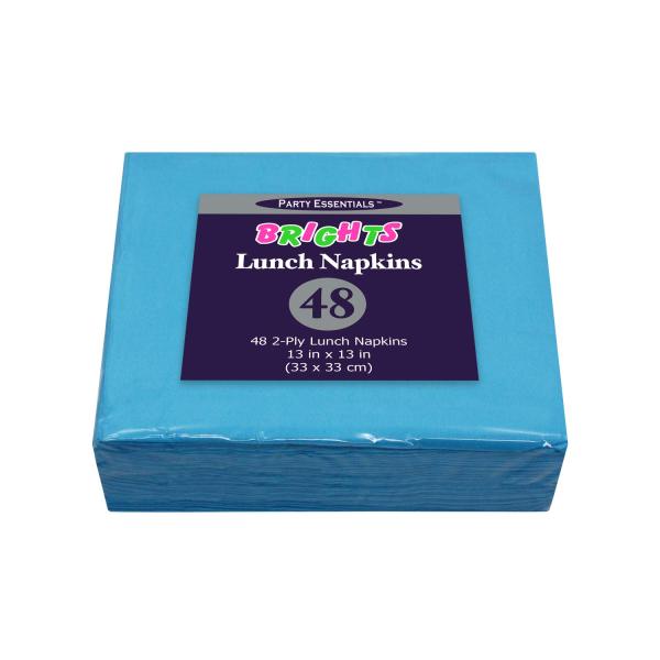 ・48-count package of 2 ply paper luncheon napkins in bright blue color.・Soft to the touch and are great disposable alter...
