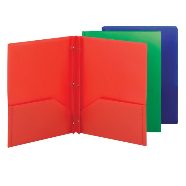 ・Includes 6 letter size poly folders (9-3/4" W x 11-1/2" H) with two pockets and 3-hole punch prong fasteners, perfect f...