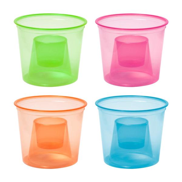 ・Party Essentials soft plastic bomber cups have a 1-ounce inner cup and a 4-ounce outer cup・Each package contains 50 cup...