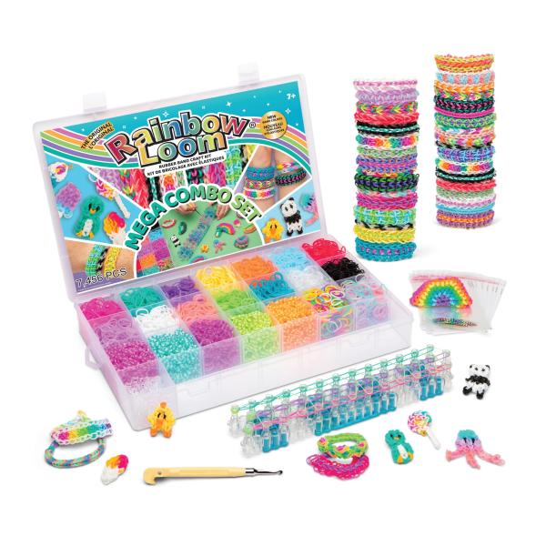 ・MEGA COMBO SET: The Rainbow Loom Mega Combo Set features 7,000 plus latex-free rubber bands in 21 different colors, 300...