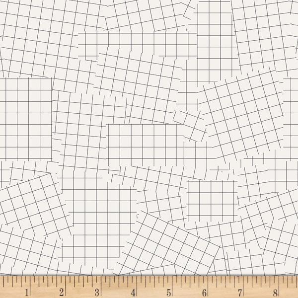 Art Gallery Fabrics（アートギャラリーファブリクス）のRaise The VolumeコレクションPhonographic Grids。AGF Studioデザインのローボリュームコットンプリントで、ブラック×クリームの落...