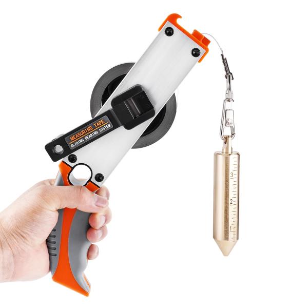 ・Double-sided Scale: Stainless steel tape: 66ft/20M, brass plumb bob: 3.9in/10cm. Both them have double-sided scales, on...