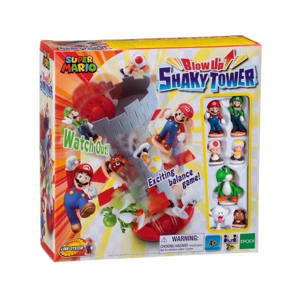 ・Super Mario Tabletop Blow Up! Shaky Tower Balancing Game, Multiplayer Family Game for Ages 4+・Game includes easy-to-ass...