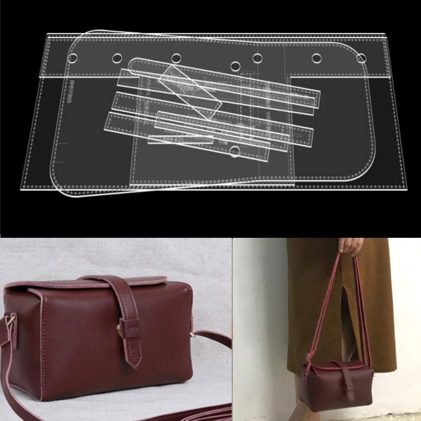 ・完成品は含まれません。参考用画像です。・テンプレート素材：透明アクリル・完成品：ショルダーバッグ・完成品サイズ：約17.8×9.9×10.9cm・初心者の方は、経験者の指導のもとで製作されることをお勧めします。