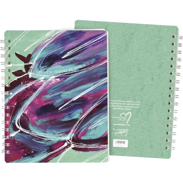 ・SPIRAL NOTEBOOK with an abstract wing design replicated from original artwork・DIMENSIONS: Measures 7 x 9-inches; 120 li...