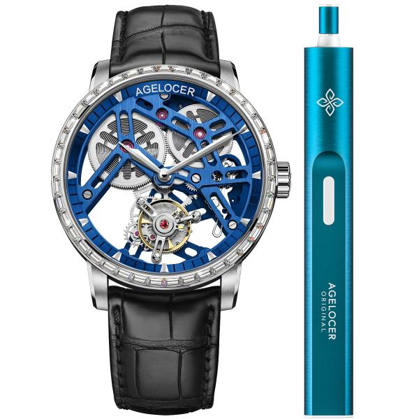 ・?40mm(1.57inch) Simple Clean Dial，30mm Panoramic back through double-sided hollow，Platinum-plated steel hands，Tourbillo...