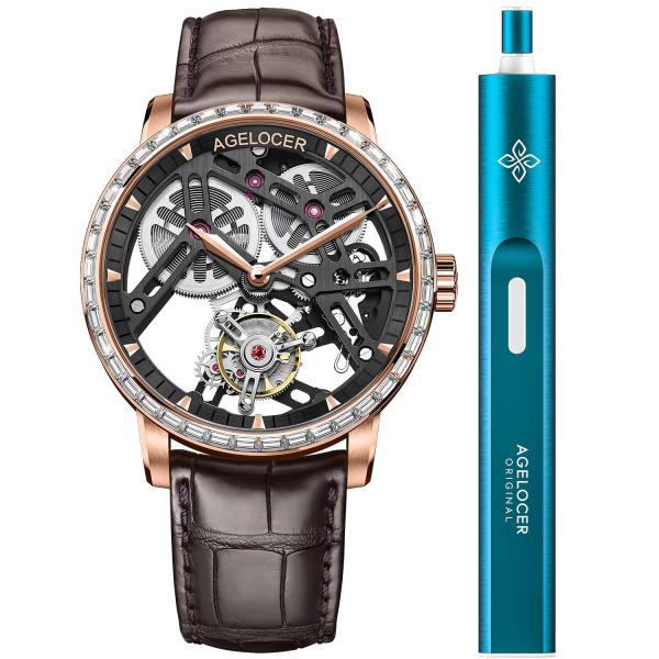 ・★40mm(1.57inch) Simple Clean Dial，30mm Panoramic back through double-sided hollow，Platinum-plated steel hands，Tourbillo...