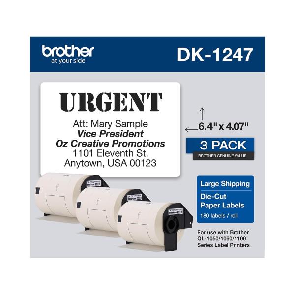 ・CUT TO SIZE LABELS: Brother continuous paper label rolls measure 4.07 in x 6.4 in (103 mm x 164 mm) Large Shipping Whit...