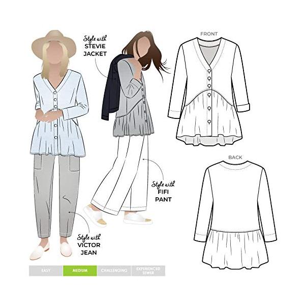 ・This is a relaxed fitting, button-through tunic sewing pattern for women from Style Arc. Give your everyday wardrobe a ...