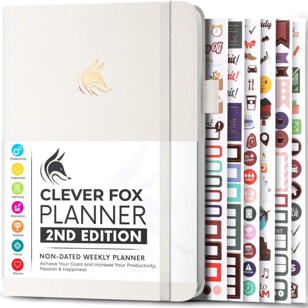 ・? 整理して目標を達成 - Clever Fox Plannerウィークリーセカンドエディションは、生活のためのビジョンを作成し、あなたの人生の各領域で短期と長期の目標を定義して分解し、これらの目標を毎月、週、日々の計画に組み込むのに役立...