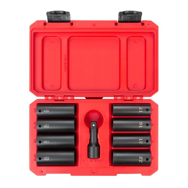 ・Includes 4-pc. 1/2 inch drive deep 6-point inch impact sockets: 3/4, 13/16, 7/8, 15/16 in.; 4-pc. 1/2 inch drive deep 6...