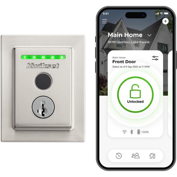 ・CONTROL FROM ANYWHERE: Wi-Fi enabled smart door lock (no hub required), use the Kwikset app to remotely lock and unlock...