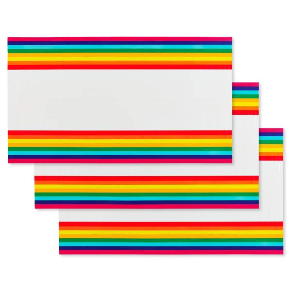 ・3 rainbow themed plastic table covers・Each table cover measures 54 in. x 96 in.・Table covers are suitable for indoor an...