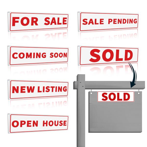 ・Set of six: Double Sided Signs 17" x 5" x 0.6", Just Sold Sign - Home For Sale Sign - Open House Sign - Coming Soon Sig...