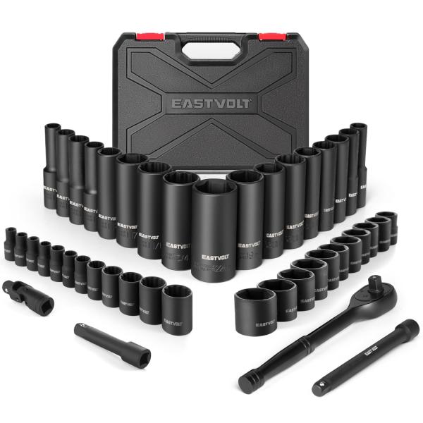 ・premium quality: eastvolt socket set are made of heat treated and forged chrome vanadium, which can withstand more torq...
