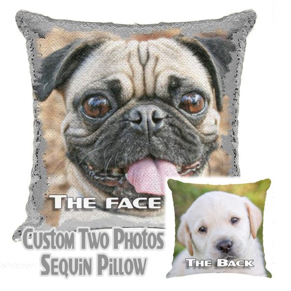 ・High Quality Custom Sequin Pillowcase - The sequins can be reversed by hand to show or hide one of two photos. The othe...