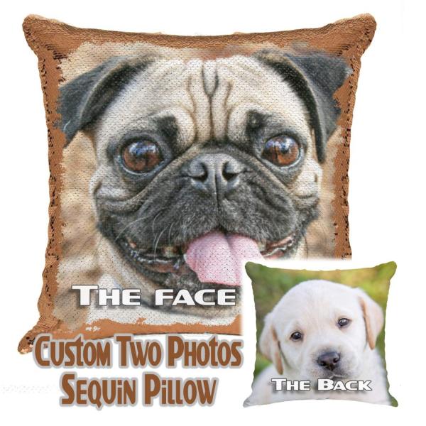 ・High Quality Custom Sequin Pillowcase - The sequins can be reversed by hand to show or hide one of two photos. The othe...