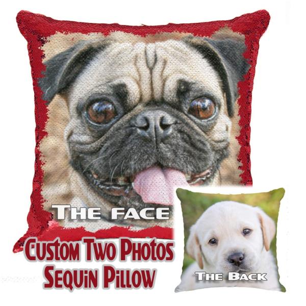 ・High Quality Custom Sequin Pillowcase - The sequins can be reversed by hand to show or hide one of two photos. The othe...