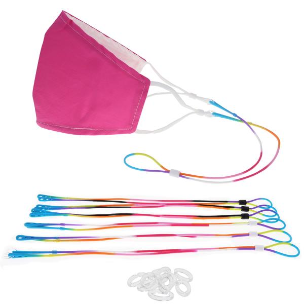 ・6 thin silicone tiedye face mask holder lanyards for adults and children. Black, green, yellow, and red colors・Multifun...