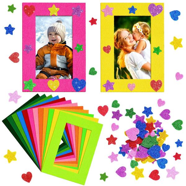 ・Abundant quantity: your will receive 74 pieces picture Frames Craft Kit, include 24 pieces of colorful photo frames in ...