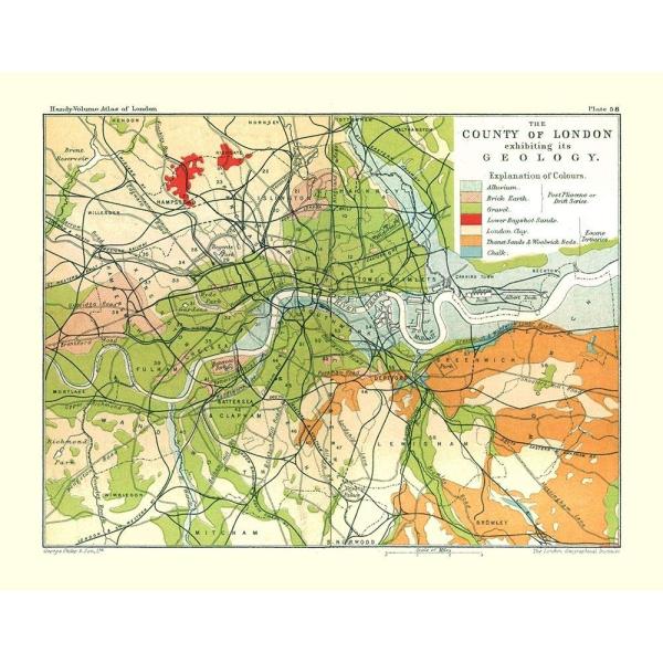・Title- London England Geology - Philip 1904・Artist- Philip Philip・Product Type- Poster Print・Publisher- Maps of the Pas...