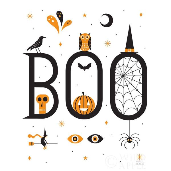 ・タイトル：Boo Bright White。・アーティスト：Michael Mullan。・製品タイプ：ポスタープリント。・出版社：Wild Apple。・サイズ：18 × 24インチ。
