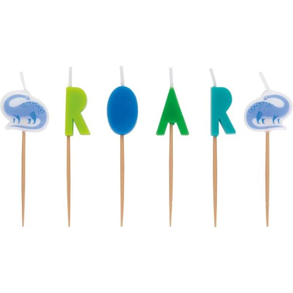 ・EYE-CATCHING DESIGN: These blue ＆ green dinosaur pick birthday candles feature an assortment of vibrantly colored and i...