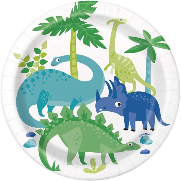 ・ROARINGLY FUN CHARACTERS: These blue ＆ green dinosaur round plates feature vibrant and playful dinosaur designs, perfec...