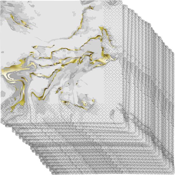 ・ELEGANT DESIGN: Add a touch of sophistication to any event or party with our stunning gold foil marble luncheon napkins...