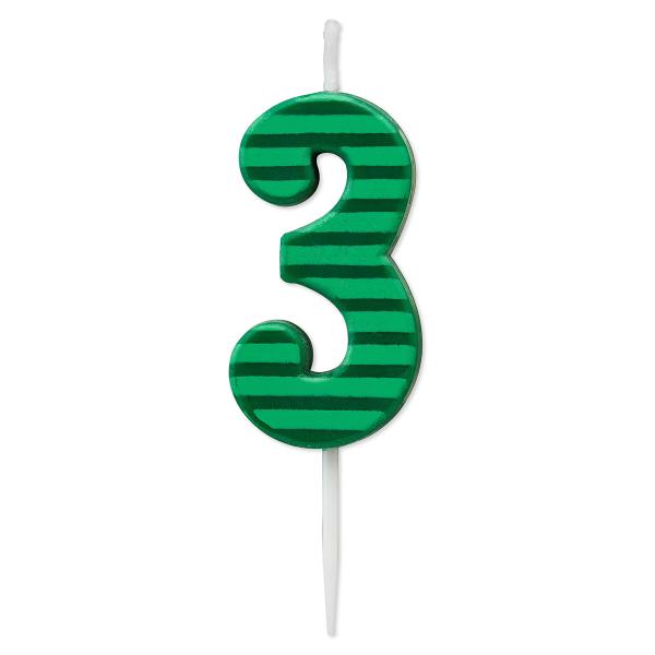 ・1 グリーン キャンドル、数字 3・キャンドルのサイズは3.25インチ。 x 0.375インチ。・大人の監督のもとで使用してください。・Papyrus ナンバーキャンドルはユニークでカラフルな方法でケーキを祝い、装飾します。・Papyru...