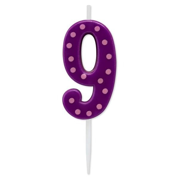 ・1 purple candle, number 9・Candle measures 3.25 in. x .375 in.・Adult supervision required・Papyrus number candles offer a...