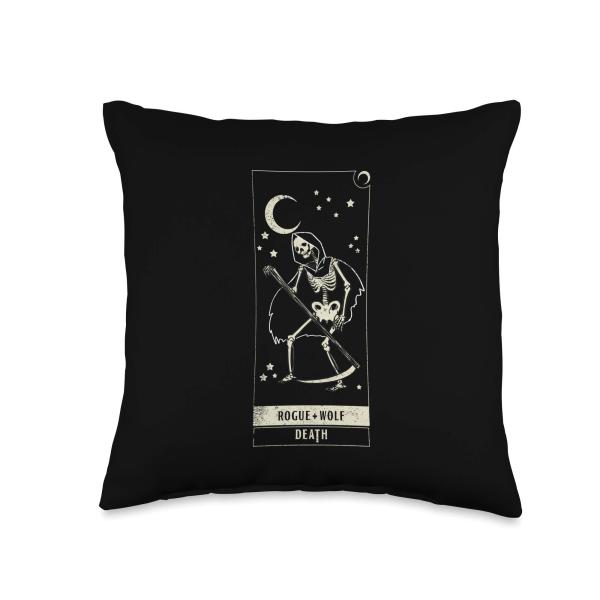 ・Grab this retro vintage Rogue Wolf Death cushion as a gift for your best friend or relative! who loves Tarot Card Chara...