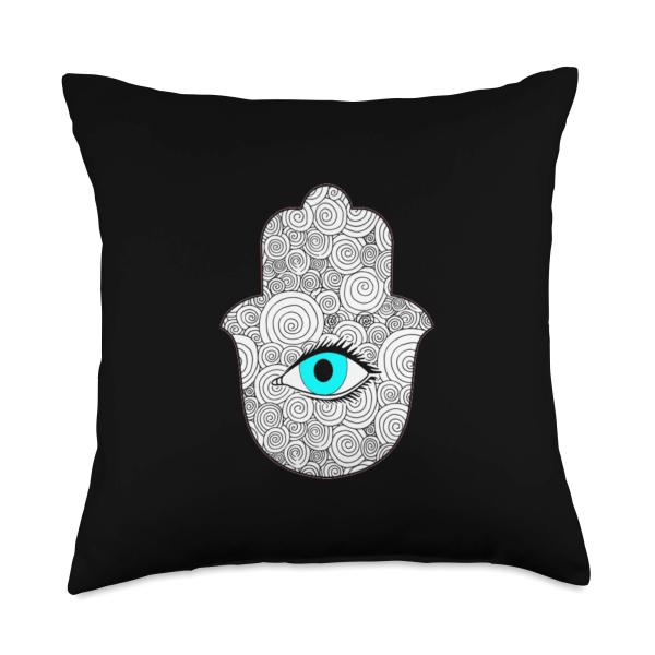 ・This hamsa art design features a white and turquoise khamsa or hand of fatima. It provides protection and is perfect fo...