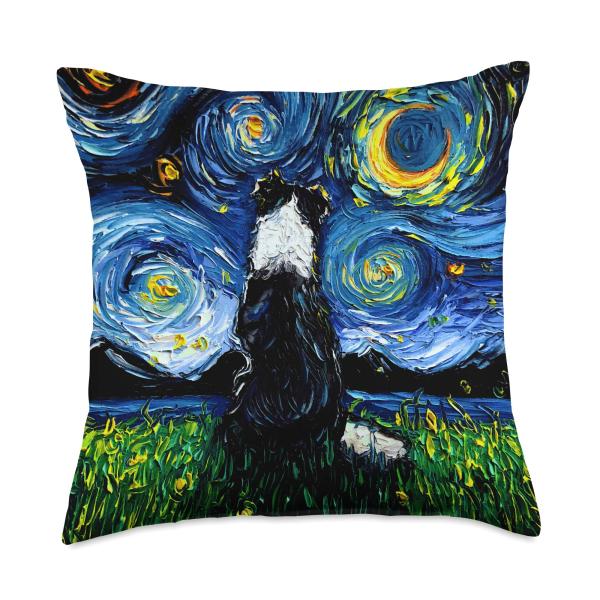 ・Border Collie on my signature updated Starry Night background・Official Art by Aja - there are a lot of imitations out t...