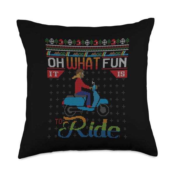 ・Oh What Fun It Is To Ride Moped Bike Ugly Christmas Sweater Design shows Santa Claus Biker riding a little Mofa Bike Mo...